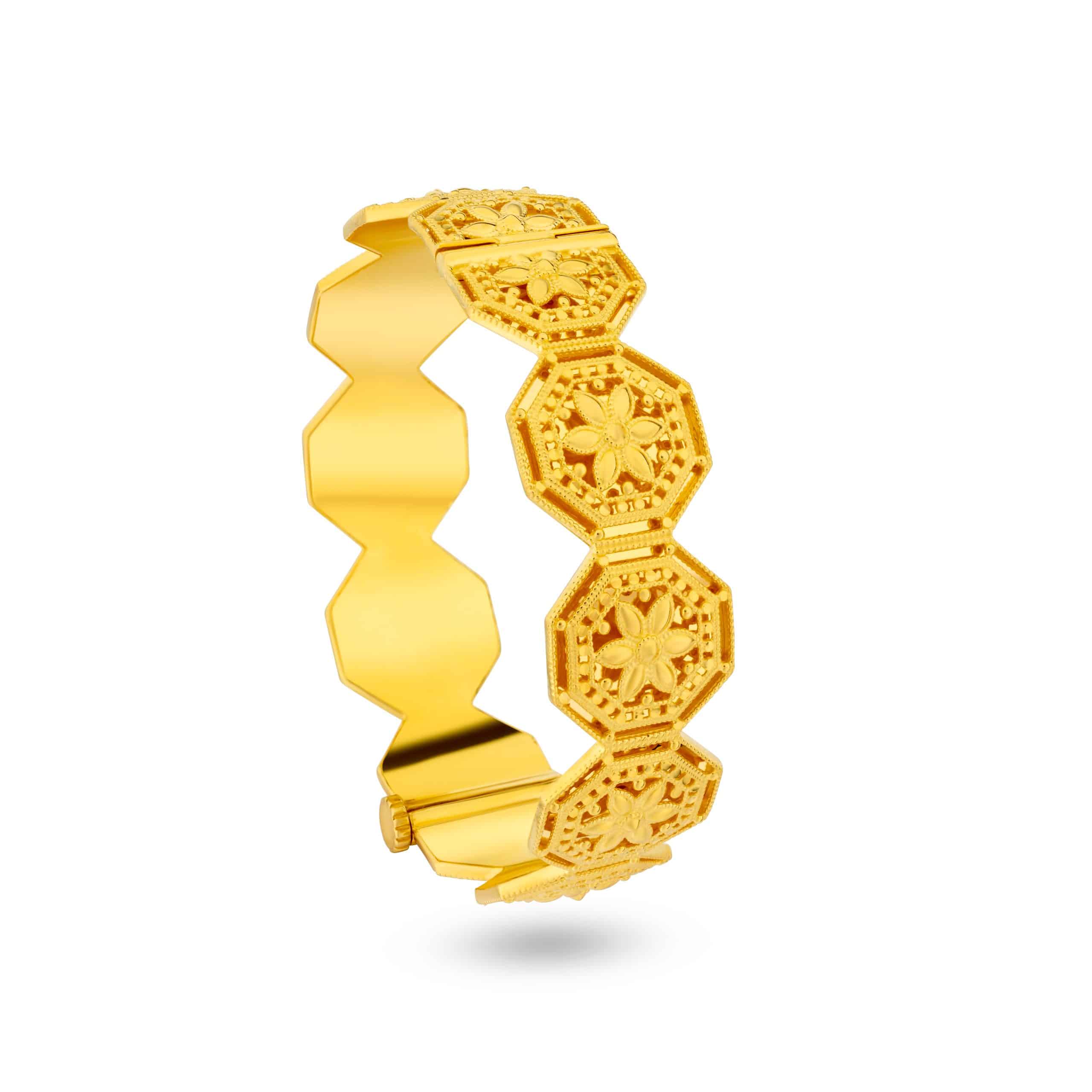 Geometric Grace 21K Gold Bangle - Century Gold