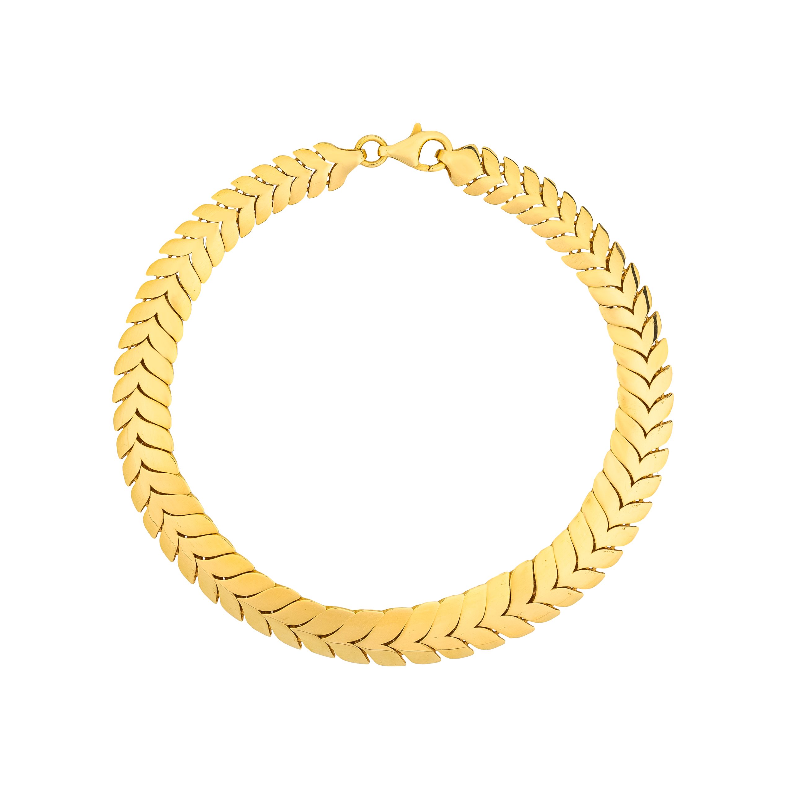 Herringbone Chevron 18K Gold Bracelet - Century Gold