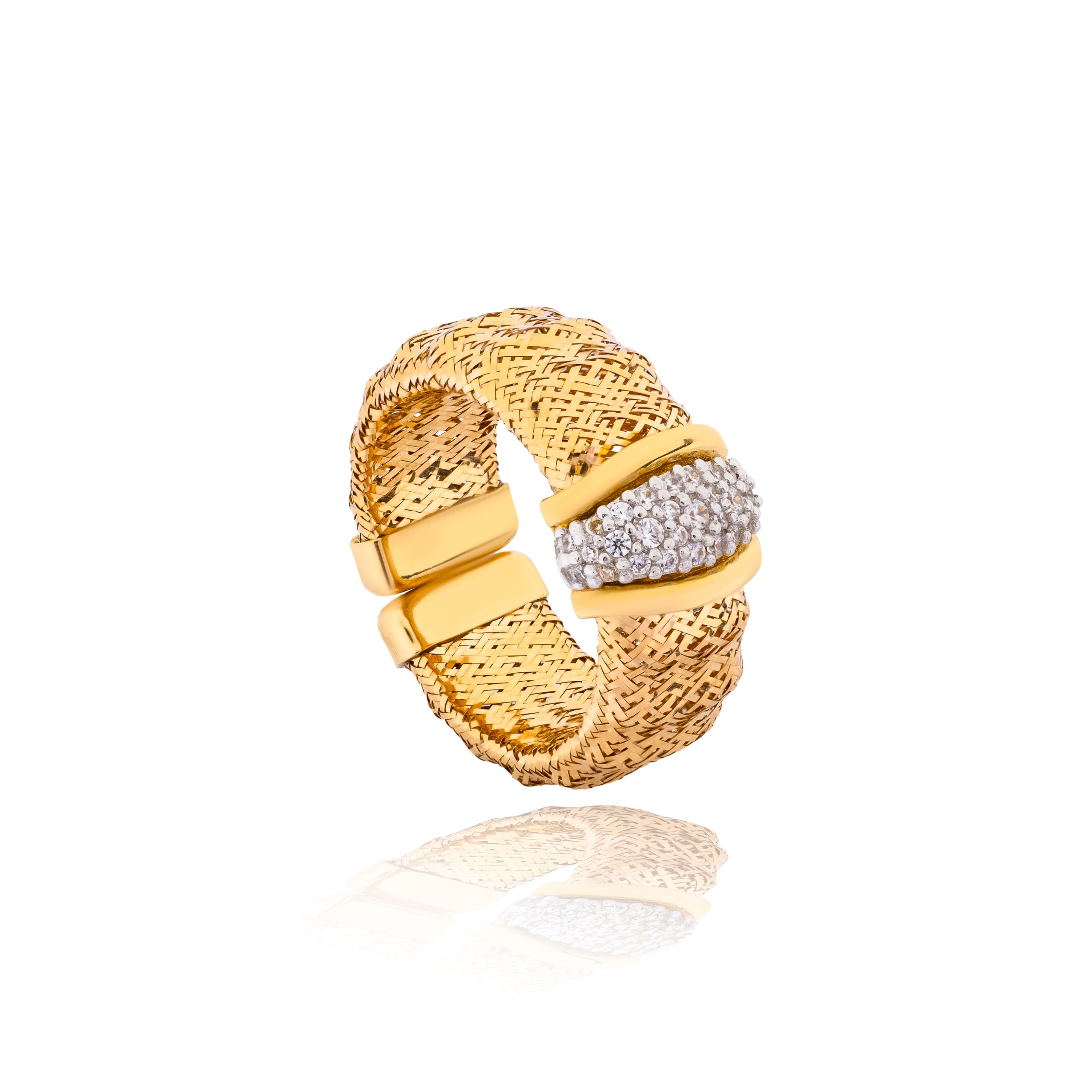 Lavin 18K Gold Mesh Ring - Century Gold